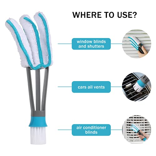 SetSail Blind Duster, Window Blind Cleaner Duster Brush with 4 Microfiber Sleeves Blind Cleaning Tools for Vertical Blinds Air Conditioner Jalousie Dust Ceiling Fans Car Vents Jalousie Dust Collector…