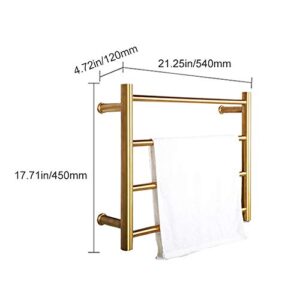 ILROOMH Towel Warmer, Wall Mounted Heated Towel Rack, Safety Waterproof Switch Home Bathroom 4 Bars SUS304 Stainless Steel Towel Warmers Brushed Gold,Hardwiring