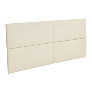 Main + Mesa NoSom Sound Reducing Four Panel Linen Blend Upholstered Headboard, Natural, Queen