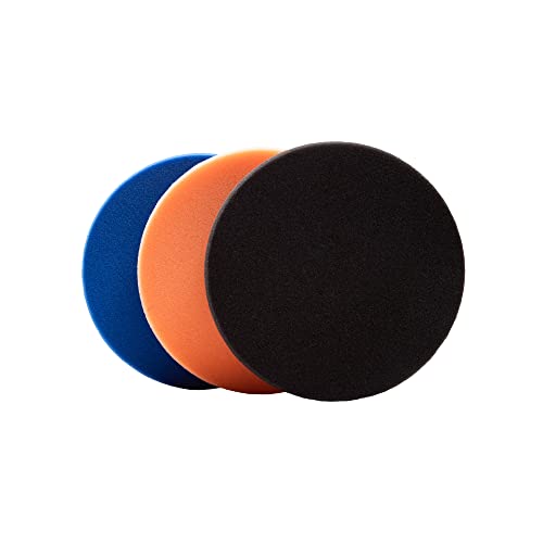 Lake Country Manufacturing SDO Microfiber and Foam Buffing and Polishing Kit w/Tapered Edge - Blue Heavy Polishing Pad, Orange Polishing Pad and Black Finishing Pad for Compounding (3 Pack, 3.5")