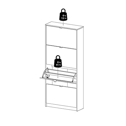 Pemberly Row Modern 4 Drawer Shoe Cabinet, 24-Pair Shoe Rack Storage Organizer in Black Matte