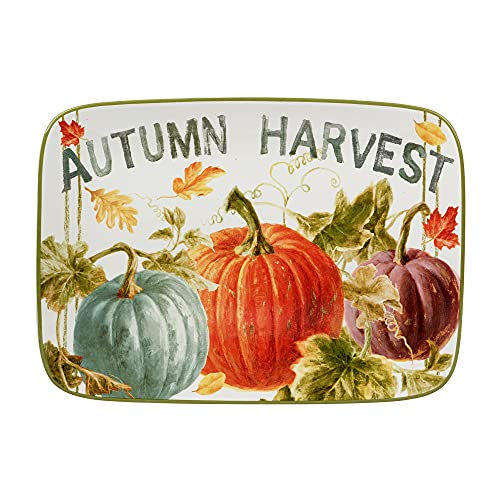 Certified International Autumn Harvest Rectangular Platter. 14" x 10", Multicolor