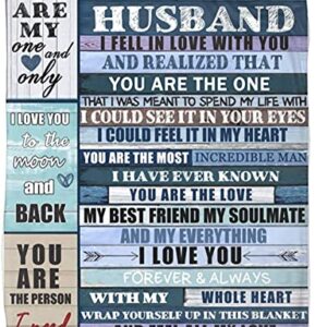 HAXOILO to My Husband Blanket from Wife Throw Letter Blankets for Couch Sofa Bed Warm Flannel Positive Encourage Throws Anniversary Birthday 50X60 Inch