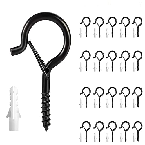 CIVIZILUX Pack of 21 Q-Hanger, Christmas Lights Hanger Hooks Easy Release Outdoor Wire and Fairy Lights Christmas Light House Garage New Year Party Led Fairy Lights, Safety Buckle Design, Black