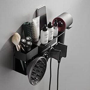 Hosoncovy Hair Dryer Wall Mount Holder Stand Blow Dryer Holder Rack Hook Organizer with Shelf for Dyson Supersonic Hair Dryer