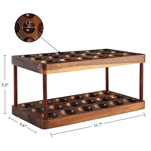 YOUEON Acacia Wooden Egg Holder with Double Layers, Wooden Egg Tray Holds 36 Fresh Egg, Deviled Egg Tray Egg Storage for Fresh Egg, Kitchen Organization, Countertop Display, Refrigerator Storage