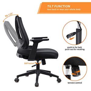 DAVEJONES Office Desk Chair Mid Back - Lumbar Support Ergonomic Office Chair, Swivel Chair with Large Seat for Adults Comfortable