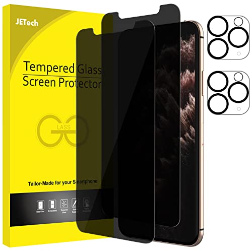 JETech Privacy Screen Protector for iPhone 11 Pro Max 6.5-Inch with Camera Lens Protector, Anti Spy Tempered Glass Film, 2-Pack Each