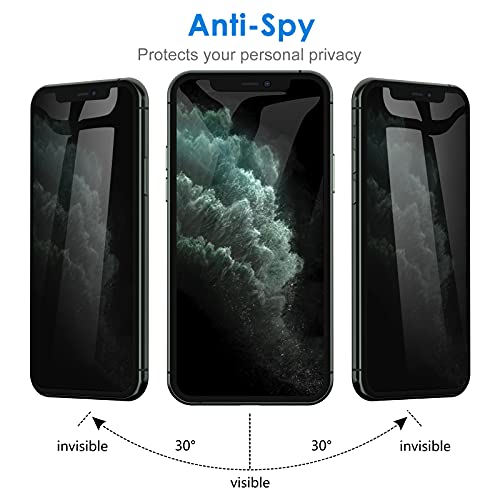 JETech Privacy Screen Protector for iPhone 11 Pro Max 6.5-Inch with Camera Lens Protector, Anti Spy Tempered Glass Film, 2-Pack Each