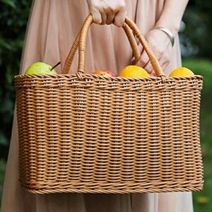 ARTIBETTER African Market Basket Large Oval Woven Straw Basket with Handle Grocery Bag Shopping Bag