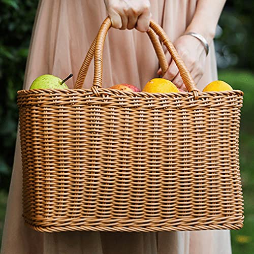 ARTIBETTER African Market Basket Large Oval Woven Straw Basket with Handle Grocery Bag Shopping Bag