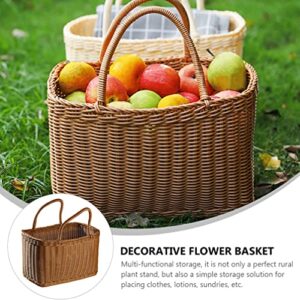 ARTIBETTER African Market Basket Large Oval Woven Straw Basket with Handle Grocery Bag Shopping Bag