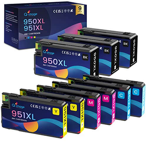 【9-Pack Larger Capacity】 950XL and 951XL Ink cartridges Combo Pack, Replacement for HP 950 951 XL Ink Cartridges Works with OfficeJet Pro 8600 8610 8620 8625 8630 8100 Printer Ink (3BK/2C/2M/2Y)