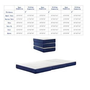 JINGWEI Folding Mattress, Tri-fold Memory Foam Mattress Topper with Washable Cover, 3-Inch, Twin XL Size, Play Mat, Foldable Bed, Guest beds, Camp Portable Bed, 38"*78"*3"