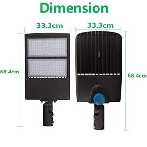 OSTEK 300W LED Parking Lot Lights with Dusk-to-Dawn Photocell, Outdoor Commercial Area Lighting Fixture 42000LM - Waterproof IP65 5000K LED Shoebox Light with Slip Fitter Mount 100-277V