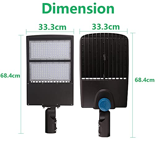 OSTEK 300W LED Parking Lot Lights with Dusk-to-Dawn Photocell, Outdoor Commercial Area Lighting Fixture 42000LM - Waterproof IP65 5000K LED Shoebox Light with Slip Fitter Mount 100-277V