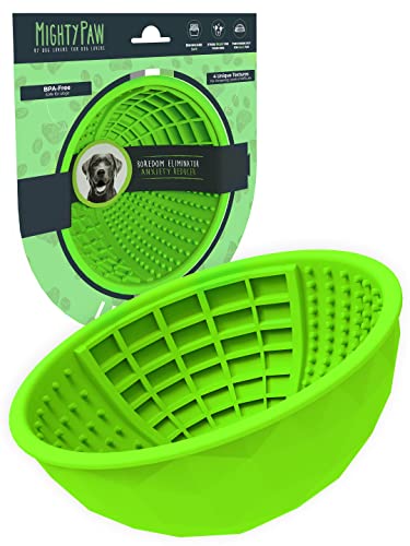 Mighty Paw Dog Lick Bowl | Interactive Slow Feeder Puzzle for Anxiety, Calming and Boredom. Wobbles Or Stays Put. Works W/ Soft Food & Supports Oral Health. Dishwasher Safe BPA Free Silicone