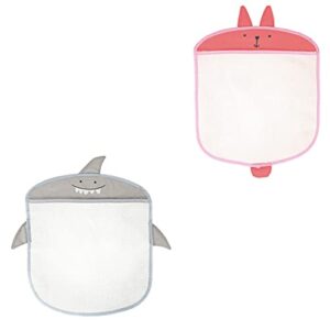 balacoo 2pcs wall mounted storage bag cartoon mesh bath toy organizer suction cup hanging basket for kitchen bathroom wall door closet 42x35cm