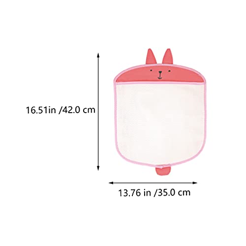 balacoo 2pcs Wall Mounted Storage Bag Cartoon Mesh Bath Toy Organizer Suction Cup Hanging Basket for Kitchen Bathroom Wall Door Closet 42X35CM