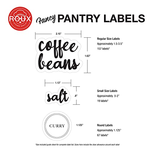 Kitchen Pantry Labels for Food Storage Containers, Set of 270 Clear Stickers for Common Goods