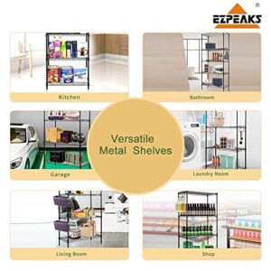 EZPEAKS 5-Shelf Shelving Unit with Shelf Liners Set of 5, NSF Certified, Adjustable, Steel Organizer Wire Rack, 100lbs Loading Capacity Per Shelf, for Kitchen and Garage (23.6W x 14D x 59H) Black