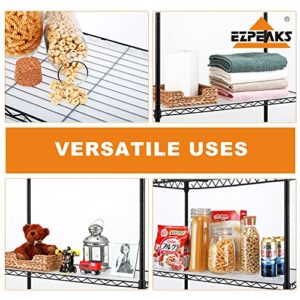 EZPEAKS 5-Shelf Shelving Unit with Shelf Liners Set of 5, NSF Certified, Adjustable, Steel Organizer Wire Rack, 100lbs Loading Capacity Per Shelf, for Kitchen and Garage (23.6W x 14D x 59H) Black