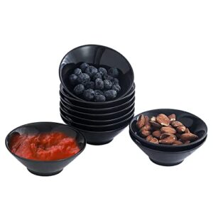 tamaykim 3.5 oz porcelain dip/dipping bowls set of 10, 4 inch dipping sauce dishes, small sauce cups for sushi, tomato sauce, soy, bbq-chip and serving bowl set, black