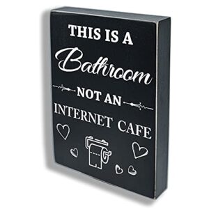 maoerzai funny farmhouse bathroom decor sign, classic wooden box sign toilet wall decor, modern farmhouse guest restroom decor sign wall art plaque. (6 x 8 x 1.2 inch, black - bathroom-4)