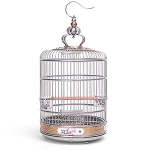 hyx us large bird cage for starlings bird cage pet parrot round stainless steel bird cage a bird cage suitable for parrots and canaries (color : silver, size : 4452.5cm)