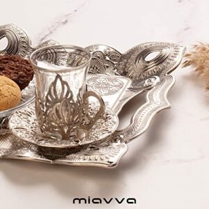 Serving Tray, Vintage Serving Metal Tray for 6 People (Premium Silver)