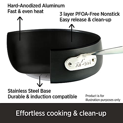 All-Clad HA1 Hard Anodized Nonstick Everyday Pan 12 Inch Induction Pots and Pans, Cookware Black