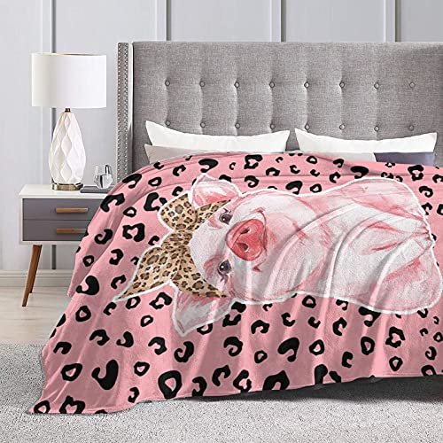 Cute Pig Cozy Soft Flannel Blanket Luxury Fleece Bed Blanket Throw Blanket Lightweight for Sofa Chair Bed for Couch Living Room 60"X50"