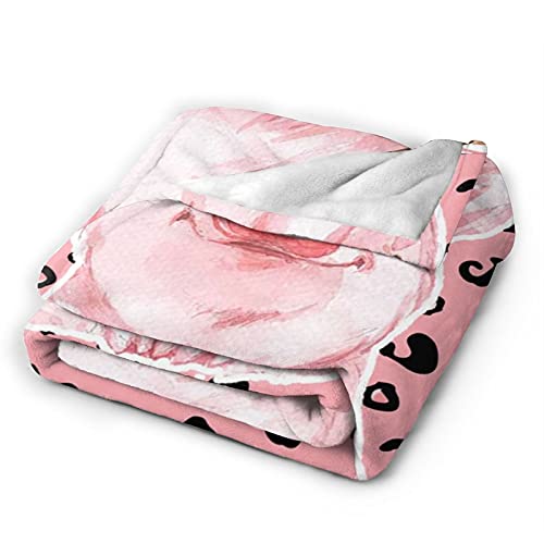 Cute Pig Cozy Soft Flannel Blanket Luxury Fleece Bed Blanket Throw Blanket Lightweight for Sofa Chair Bed for Couch Living Room 60"X50"