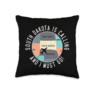 south dakota is calling usa traveler apparel calling and i must go south dakota throw pillow, 16x16, multicolor