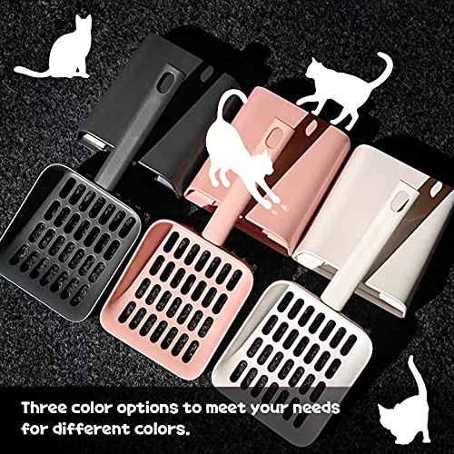 Tookincmo Cat Litter Scooper with Caddy, cat Scooper with Holder, with Container to Store cat Scooper, Durable ABS Material and Cute Design - 85° Matte Dark Grey