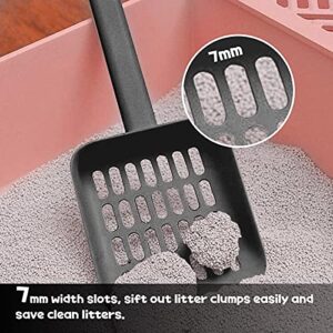 Tookincmo Cat Litter Scooper with Caddy, cat Scooper with Holder, with Container to Store cat Scooper, Durable ABS Material and Cute Design - 85° Matte Dark Grey