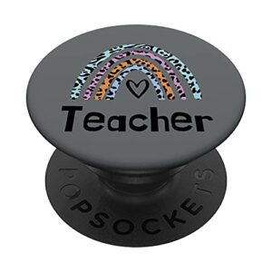 leopard boho rainbow teacher love women popsockets swappable popgrip