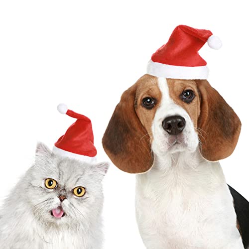 Red Christmas Hat Cat Santa Hat Pet Christmas Costume Puppy Dog Cat Santa Hat with Adjustable Elastic Chin Strap - Christmas Hat