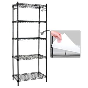 efine 5-shelf shelving unit with shelf liners set of 5, nsf certified, adjustable, steel organizer wire rack, 100lbs loading capacity per shelf, for kitchen and garage (23.6w x 14d x 59h) black