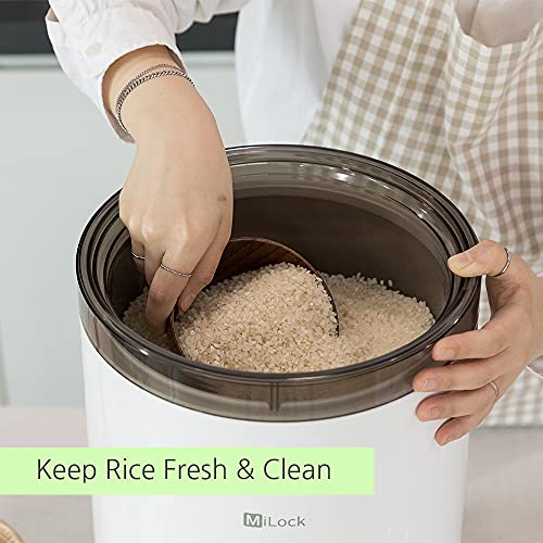 MiLock Electric Vacuum Seal Rice Storage Container, Automatic Air Sealing System for Rice, Holds 17.6 lbs / 8kg of Rice, Made in Korea