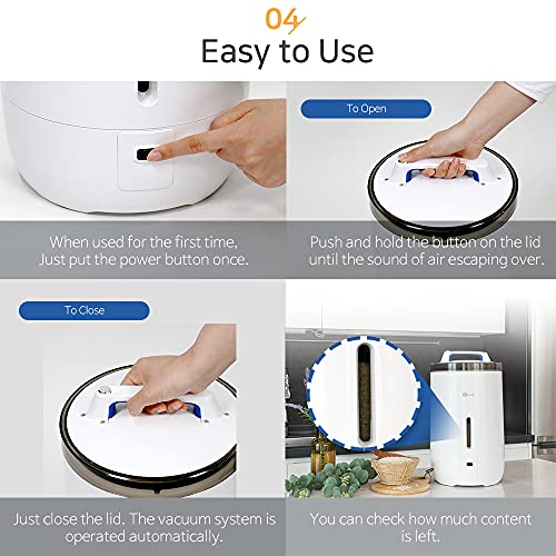 MiLock Electric Vacuum Seal Rice Storage Container, Automatic Air Sealing System for Rice, Holds 17.6 lbs / 8kg of Rice, Made in Korea