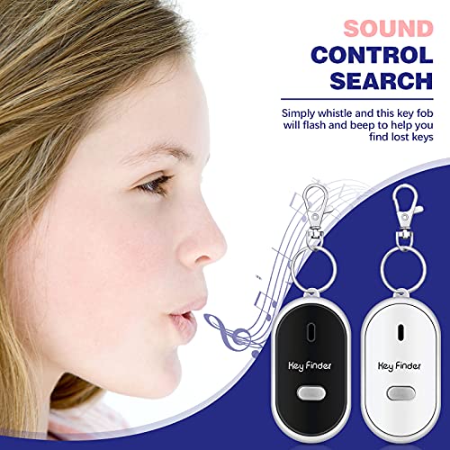 4 Pieces Key Finder KeyTag LED Light Remote Sound Control Lost Key Finder with 4 Pieces Keychains Key Locator Device Phone Keychain for Child Elderly Pet Luggage, 2.24 x 1.18 x 0.59 Inch