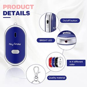 4 Pieces Key Finder KeyTag LED Light Remote Sound Control Lost Key Finder with 4 Pieces Keychains Key Locator Device Phone Keychain for Child Elderly Pet Luggage, 2.24 x 1.18 x 0.59 Inch