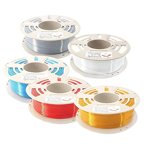 Reprapper 5 Color Bundles Silk PLA Filament for 3D Printer & 3D Pen 1.75 mm (± 0.03 mm) 2.2 lbs (1 kg), Silky Shiny Shine 3D Printing Materials