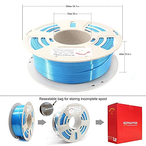 Reprapper 5 Color Bundles Silk PLA Filament for 3D Printer & 3D Pen 1.75 mm (± 0.03 mm) 2.2 lbs (1 kg), Silky Shiny Shine 3D Printing Materials