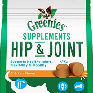 Greenies Hip & Joint Dog Supplements with Glucosamine and Chondroitin, 80-Count Chicken-Flavor Soft Chews for Adult Dogs