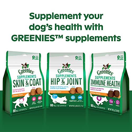 Greenies Hip & Joint Dog Supplements with Glucosamine and Chondroitin, 80-Count Chicken-Flavor Soft Chews for Adult Dogs