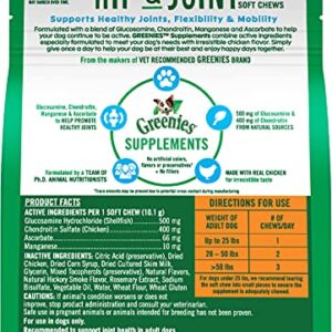 Greenies Hip & Joint Dog Supplements with Glucosamine and Chondroitin, 80-Count Chicken-Flavor Soft Chews for Adult Dogs