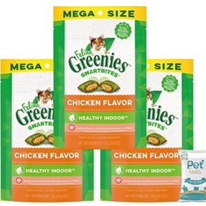 (3 Pack) Greenies Feline SMARTBITES Healthy Indoor , Chicken 4oz, with 10ct Pet Wipes