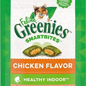 (3 Pack) Greenies Feline SMARTBITES Healthy Indoor , Chicken 4oz, with 10ct Pet Wipes